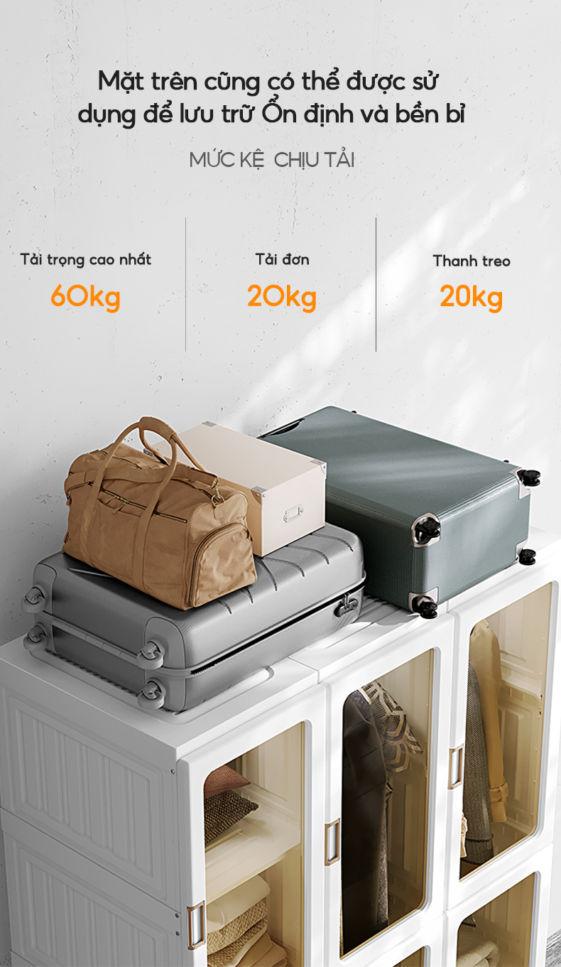 Tủ Quần Áo Trong Suốt ANTBOX 6-15 Ngăn 1-3 Móc 360L-890L Thời Trang Di Động Phòng Ngủ Phòng Cho ...