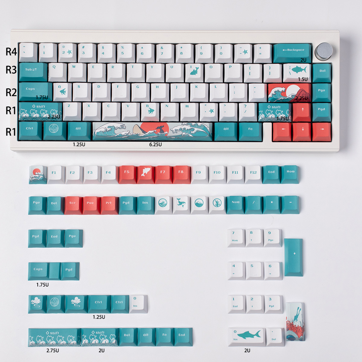 Coral Sea Keycaps PBT Dye-sub Cherry Profile Keycap Custom Keycaps ...