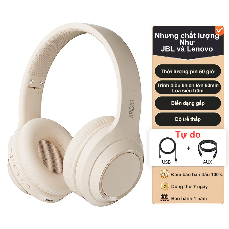 Tai nghe Bluetooth chụp tai BRIDIO TH10 BT5.3 Âm thanh HD Giảm nhiễu Có ...