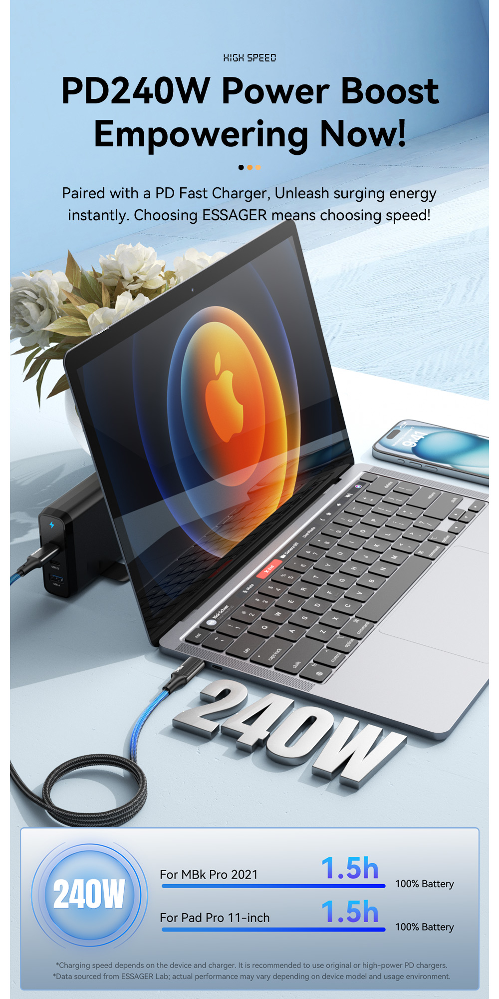 Essager 240W 5A PD3.1 Type-C sang Type-C Cáp dữ liệu sạc nhanh hỗ trợ Laptop Padt & Điện thoại ...