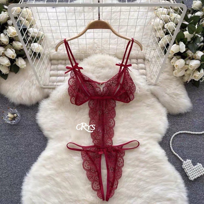 Bộ đồ ngủ ren 2 dây xuyên thấu sexy kiểu áo liền quần hở đáy khiêu gợi | Shopee Việt Nam