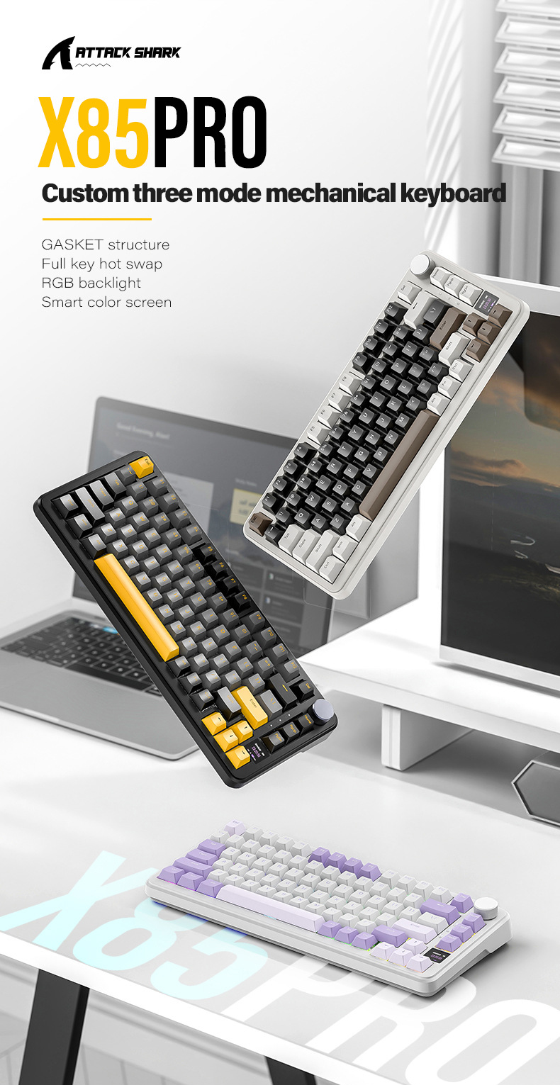 Attack Shark X85 / X85PRO 3 Chế Độ 2.4G / USB / Bluetooth Bàn Phím Không Dây Bàn Phím Cơ 80 Phím ...