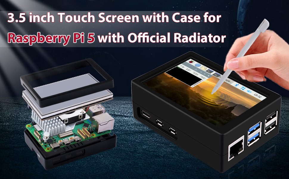 Màn hình 52Pi 3,5 Inch 480x320 pixel với vỏ ABS & Bộ làm mát chủ động ...