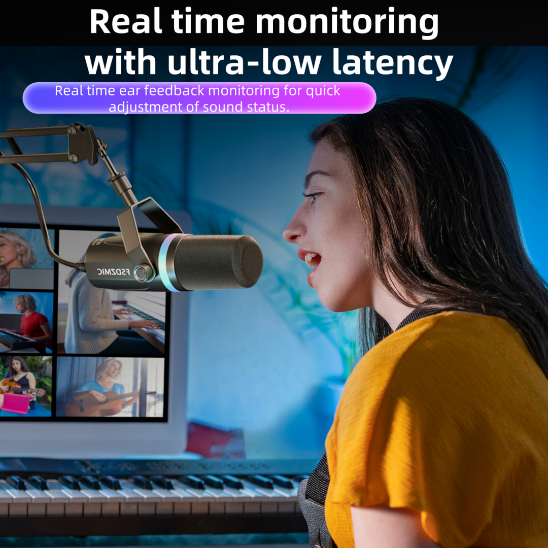 Kusky FS200 Micrô năng động XLR USB Micro mô hình kép Mic chơi game RGB ...