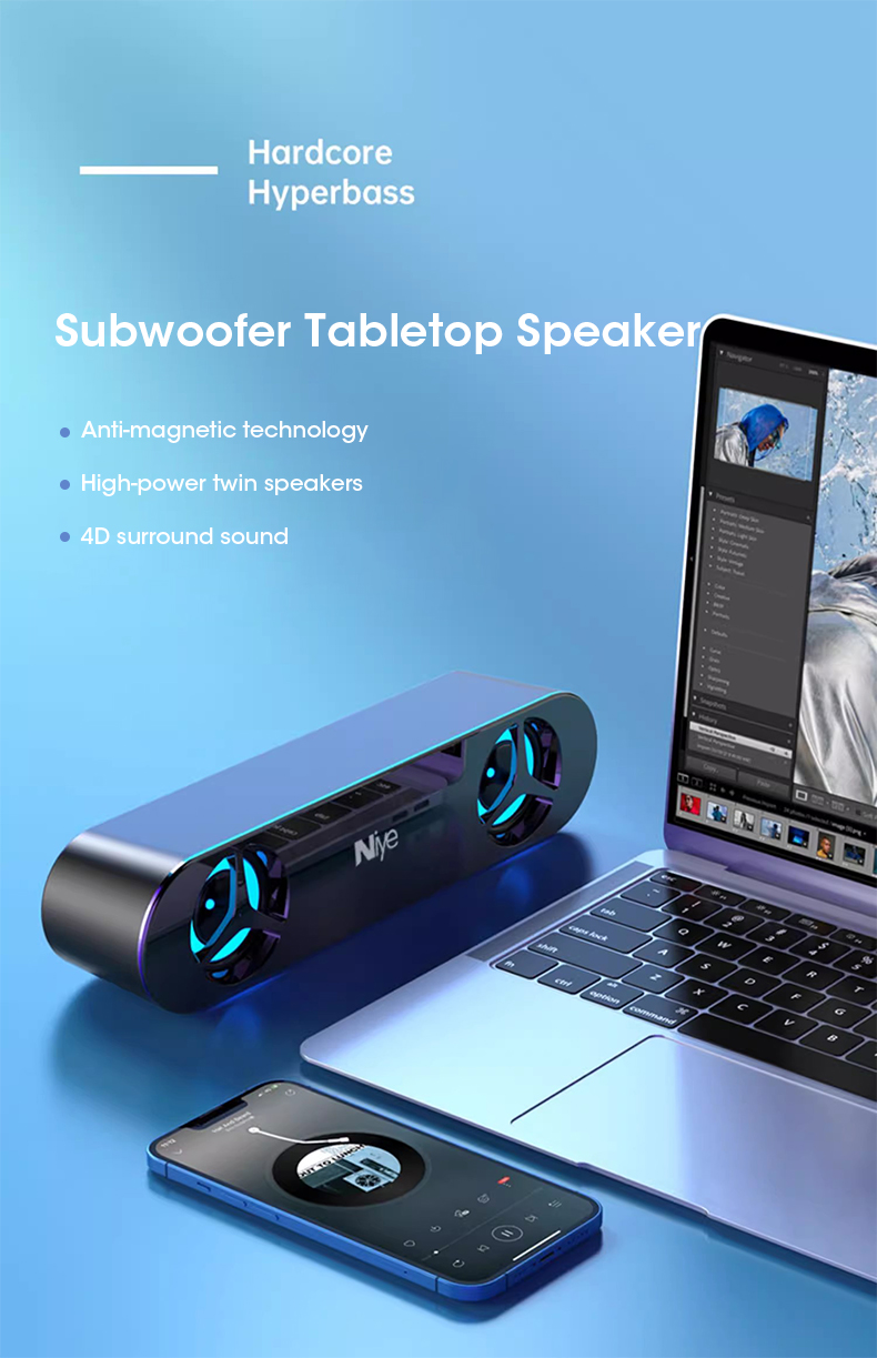 Niye Có Dây 4D Vòm Soundbar Với Đèn RGB Loa Máy Tính Stereo Bass Loa ...