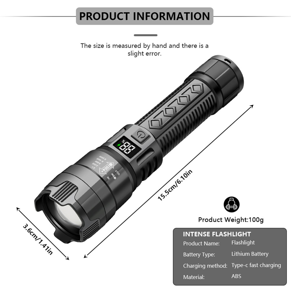 Đèn pin LED mạnh mẽ nhất Đèn pin sạc USB Đèn pin công suất cao Đèn pin ...