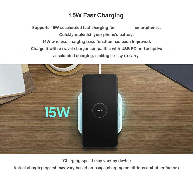 Bộ sạc không dây Samsung 15w QI Charge Pad cho Galaxy S10 S8 S9 S20 S21 S22 S23 S24 Note 20 ...