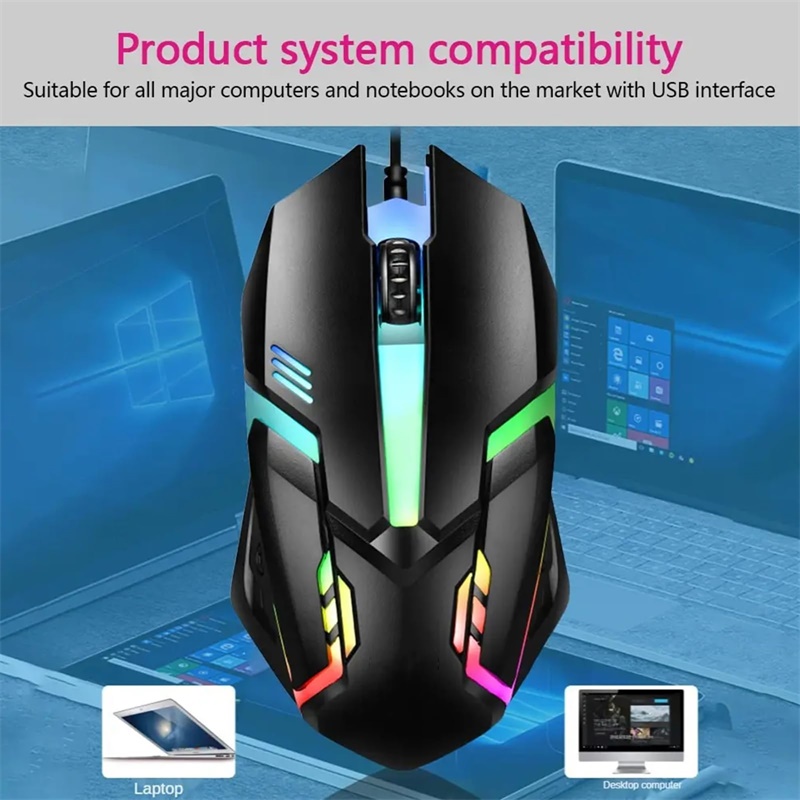 Chuột USB Chơi Game Có Dây LED RGB Ergonomic 1200DPI 3 Nút Tắt Tiếng ...
