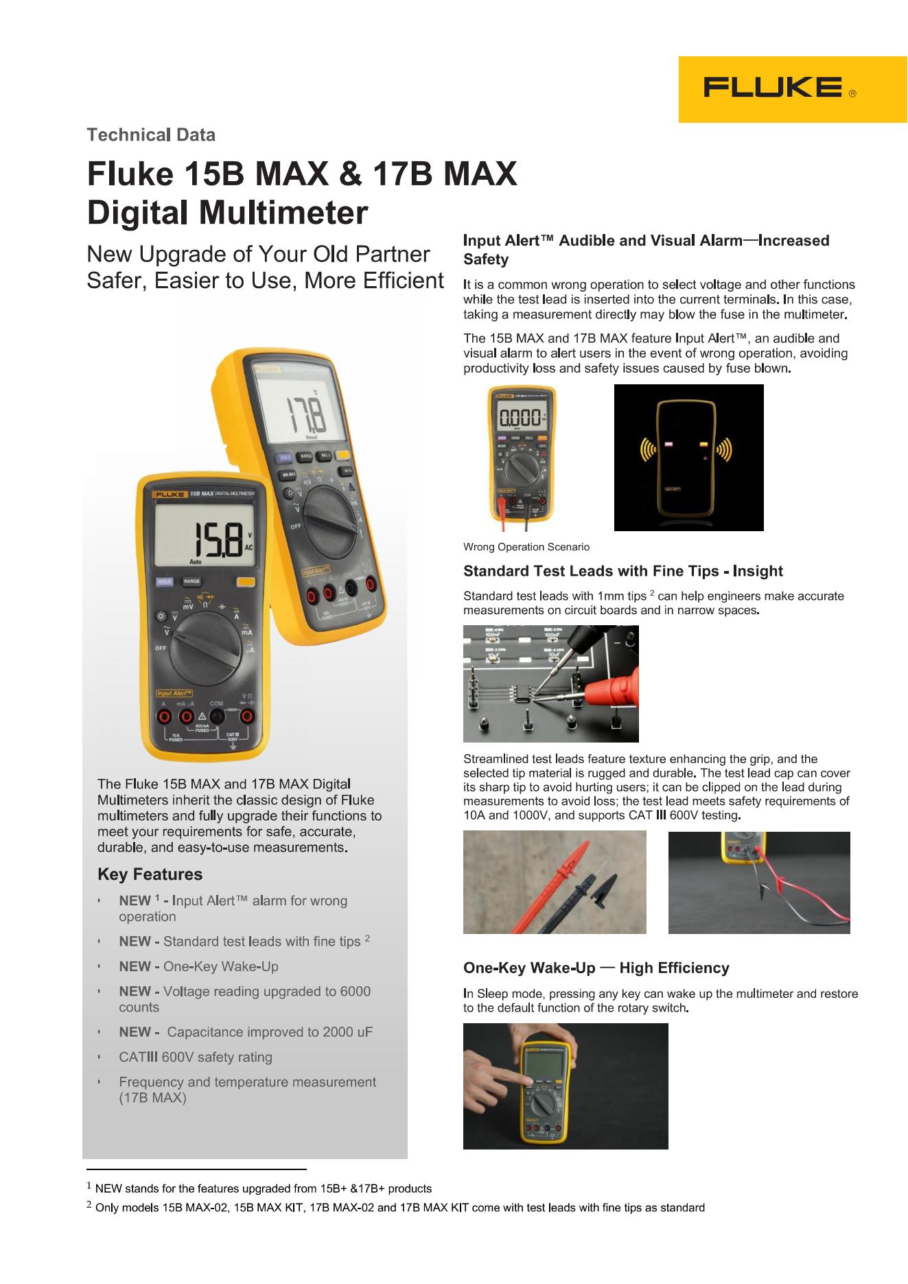 Fluke 15B 17B MAX KIT Đồng hồ vạn năng kỹ thuật số tiết kiệm Điện áp ...