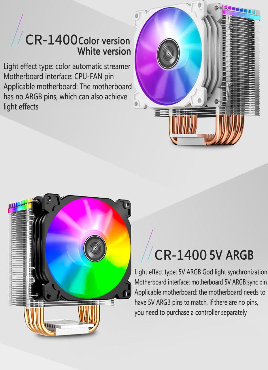 JONSBO CR-1400 ARGB Heat Sink 4 Heat Pipe Tower CPU Cooler ITX 5V 3Pin ...