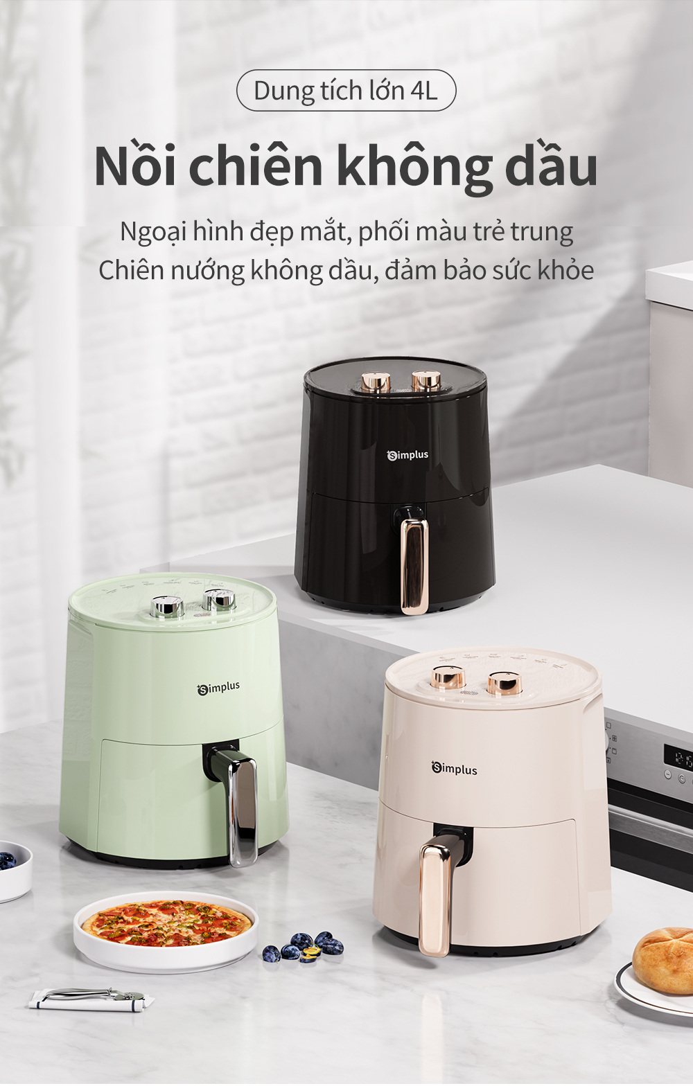 INSSA Nồi chiên không dầu dung tích lớn 4L - KQZG007 - Bảo Hành 1 Năm 1 ...