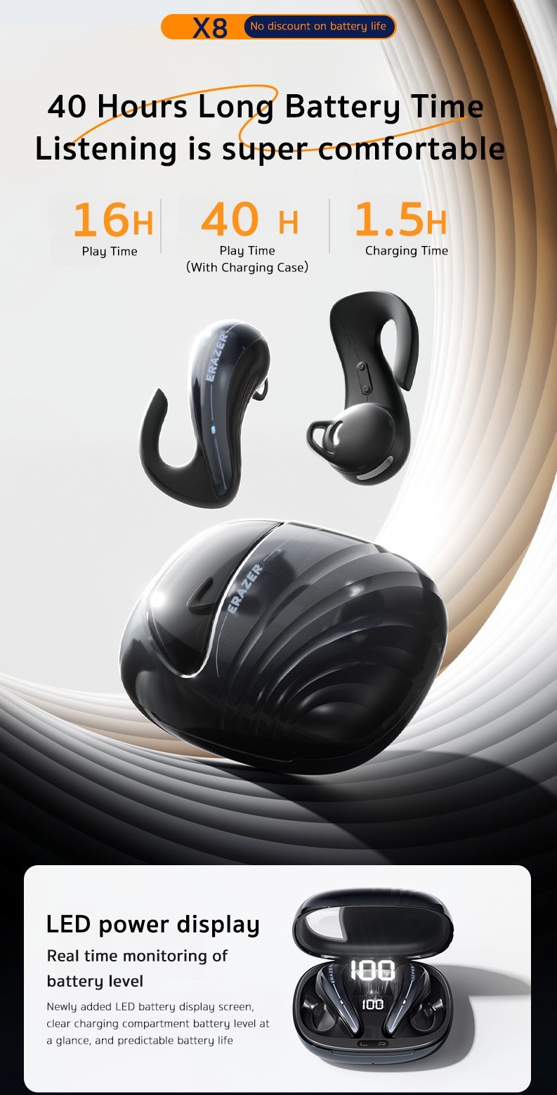 Lenovo ERAZER X8 OWS Bluetooth 5.4 Tai nghe mở Tai nghe thể thao Tai ...