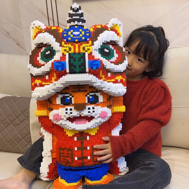[Bản cao cấp ] 30cm Đồ chơi Lắp Ráp xếp hình Lion Dance Tiger khối nhỏ ...