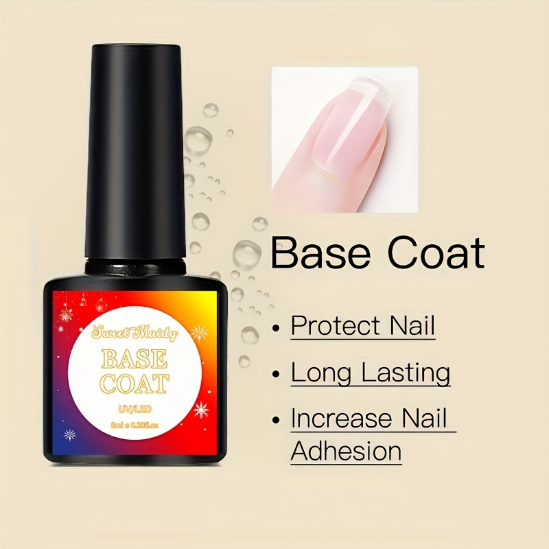Gel Top Coat Matte Base Coat Set, Gel Nail Polish No Wipe Gel Base And ...