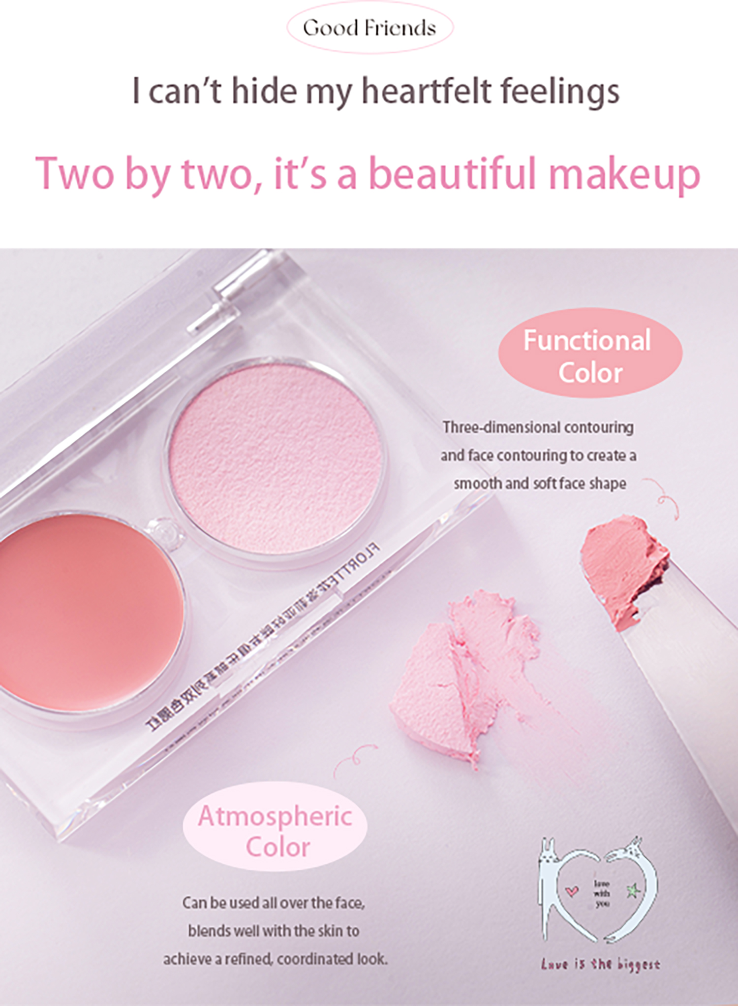 Phấn Má Hồng Hai Màu FLORTTE Good Friends Club Series (6 màu) 3.2g ...
