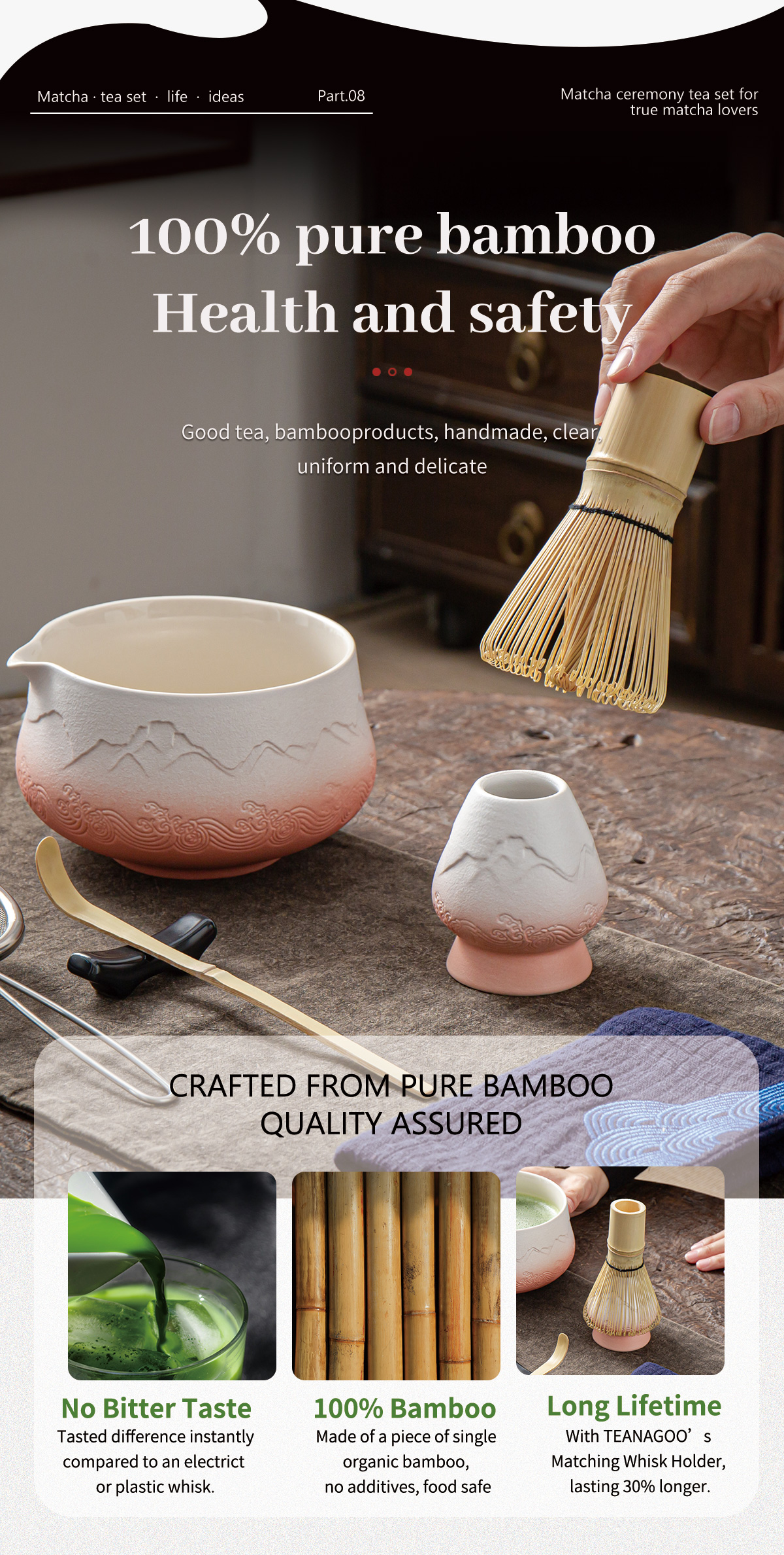 Teanagoo Nhật Bản Matcha Whisk (7 chiếc) Bộ Matcha Mtacha Kit Bát ...