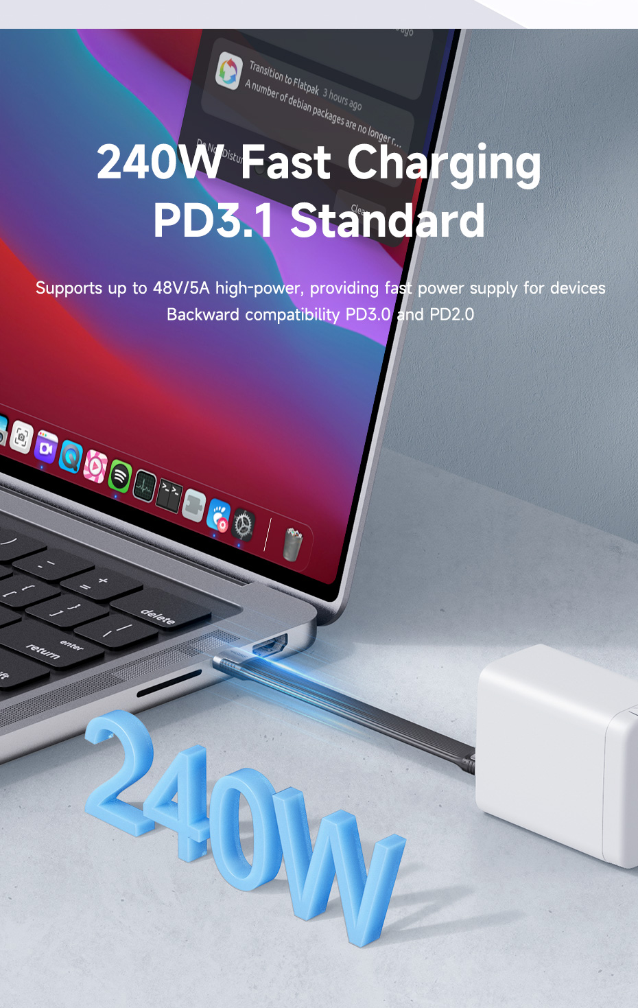 Cáp dữ liệu Hagibis USB4 40Gbps USB C sang Type C Cáp ngắn PD 240W 8K 60Hz cho Thunderbolt 3 / 4 ...