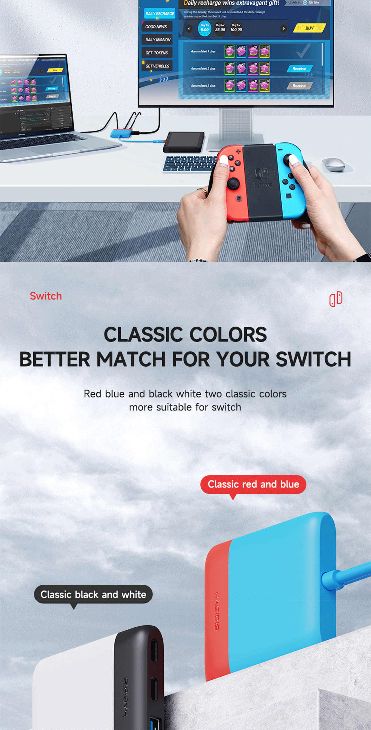 Hagibis Switch Video Capture Card Di Động TV Dock Cho Nintendo Switch ...