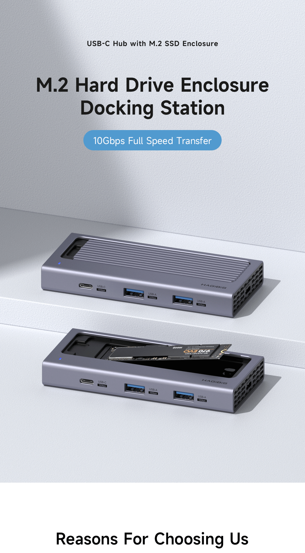 Vỏ SSD Hagibis M.2 có Hub USB C Vỏ từ tính Vỏ ổ cứng gắn ngoài Tương ...