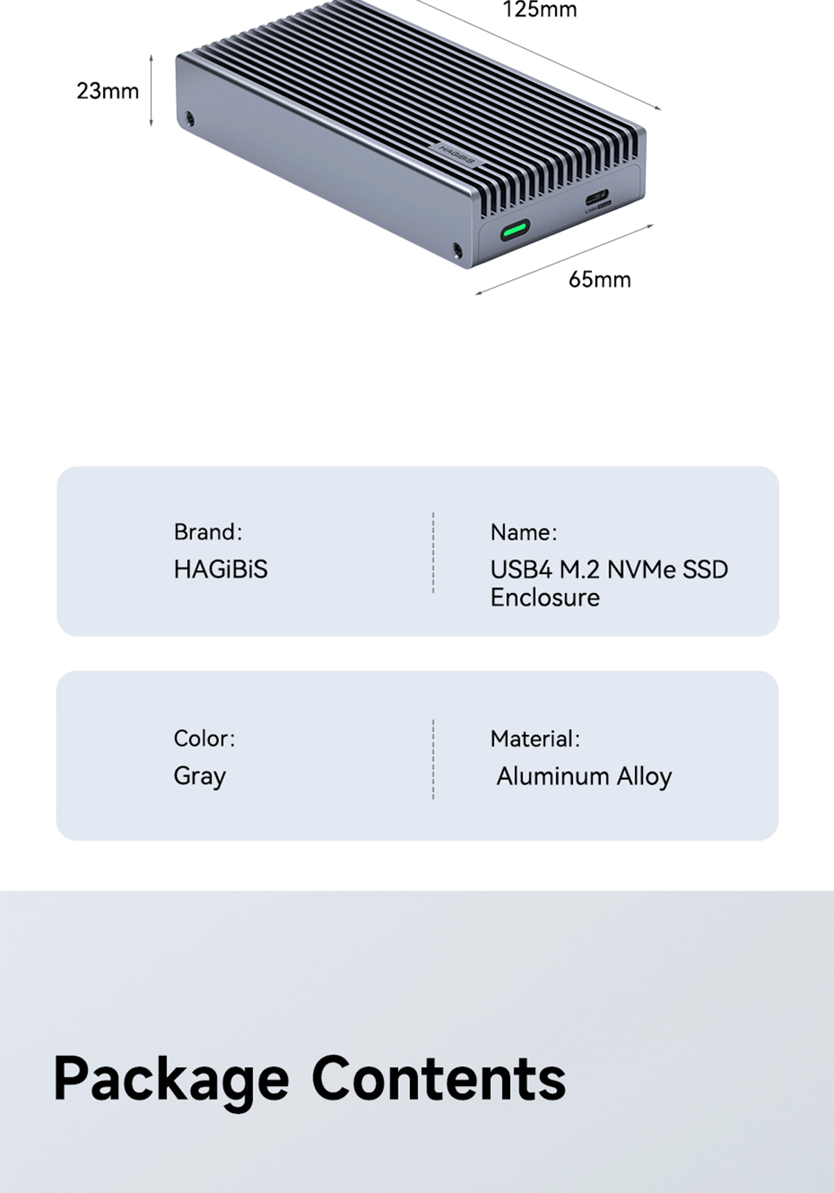 Vỏ SSD Hagibis 40Gbps USB4 M.2 NVMe có màn hình LED Cáp USB4 cho ...