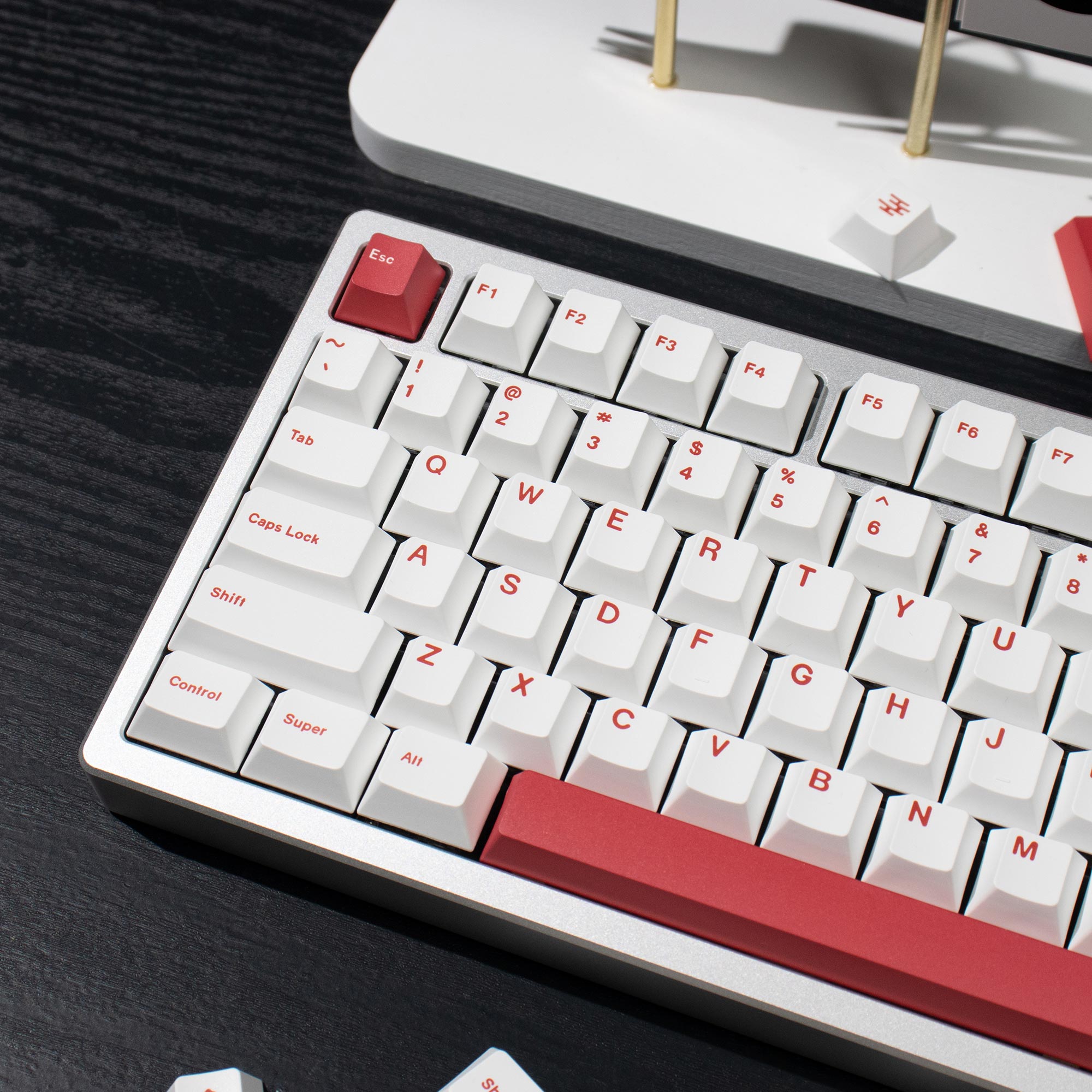 Pbt135 Phím Anh Đào Chiều Cao DYE-SUB Keycap Tối Giản Trắng Xám Đỏ ...