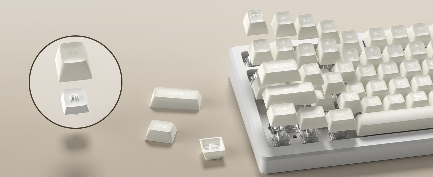 Womier White Jade Keycaps 140 Phím Double Shot PBT Key Caps Set Custom ...