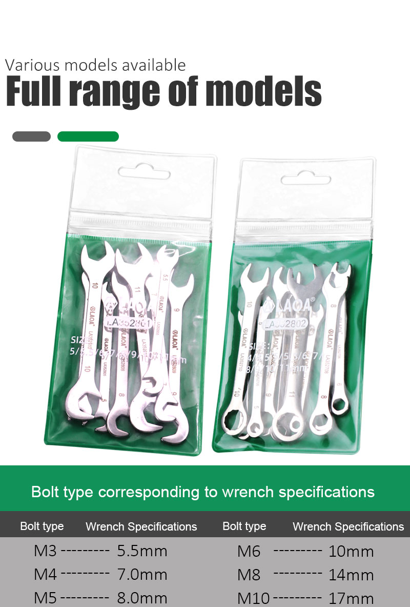 Laoa 8 Cái / 10 Chiếc Mini Đôi Mở Đầu Cờ Lê Bộ Số Liệu SAE 4-11 Mm 5 / 32-7 / 16 "Có Túi Bảo ...