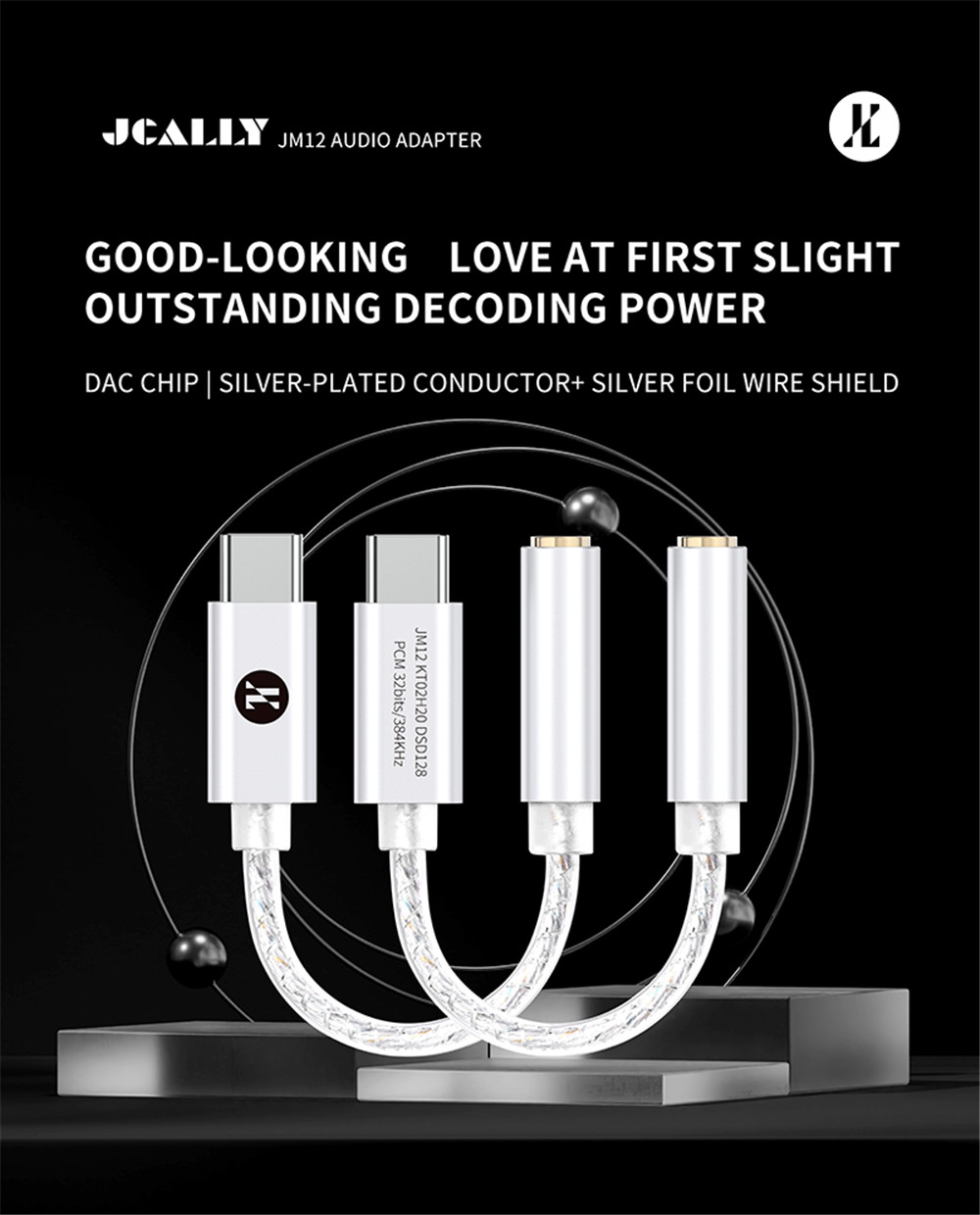 Jcally JM12 Bộ chuyển đổi âm thanh kỹ thuật số Type-C sang 3,5mm Bộ ...