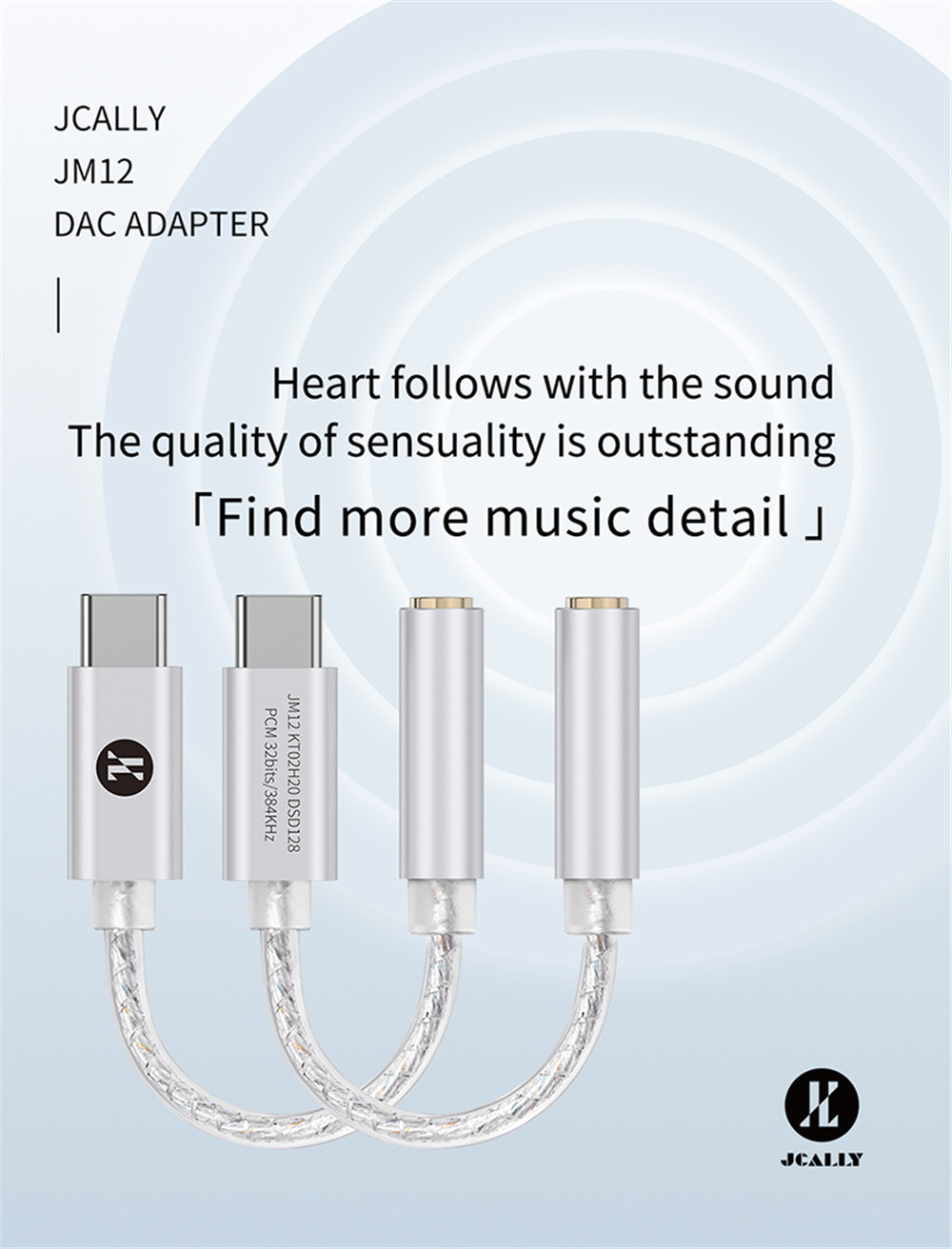 Jcally JM12 Bộ chuyển đổi âm thanh kỹ thuật số Type-C sang 3,5mm Bộ ...