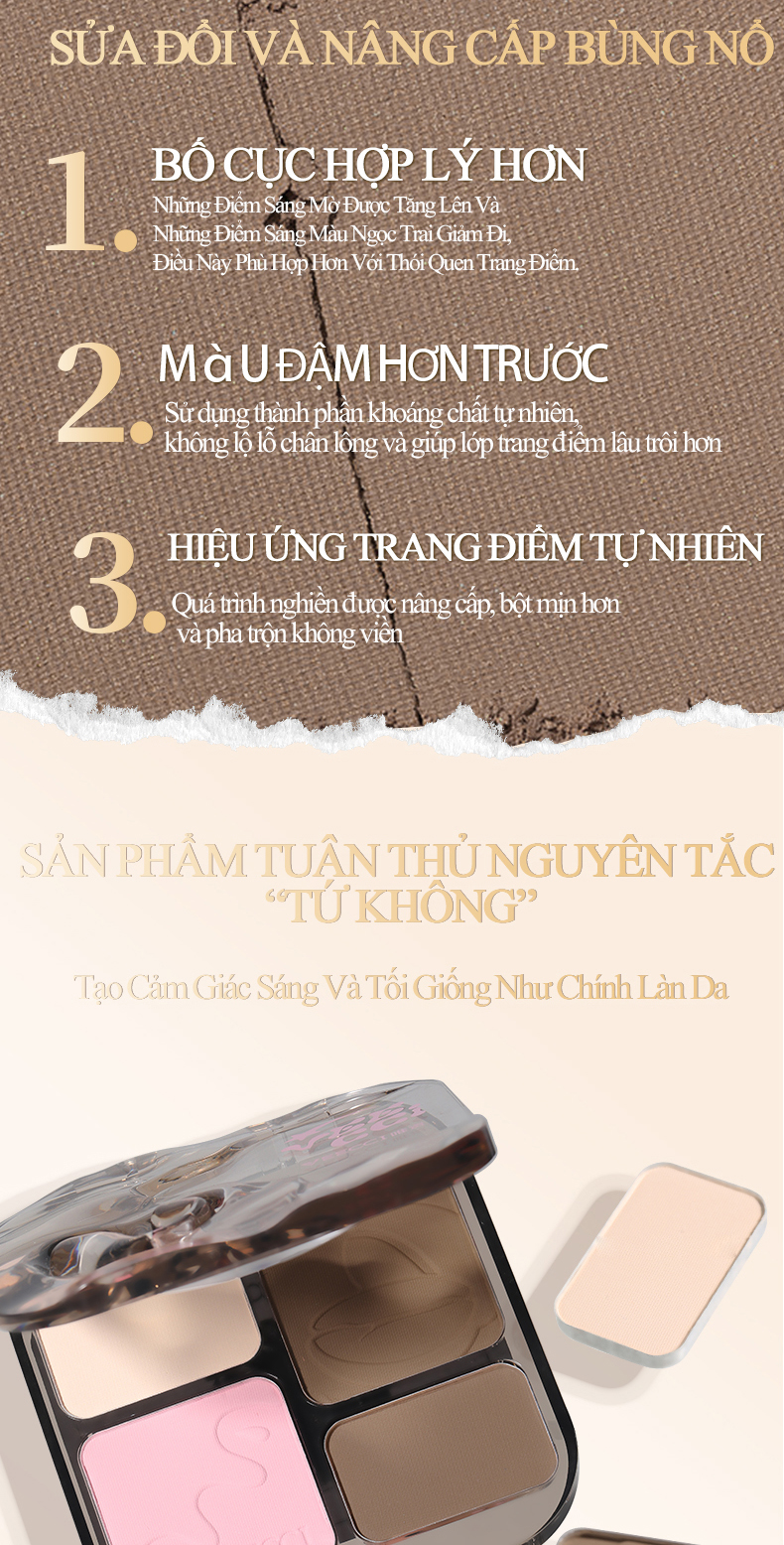 VEECCI-Bảng màu tạo khối tất cả trong một có độbóng/vecci/bảng/phấn tạo ...