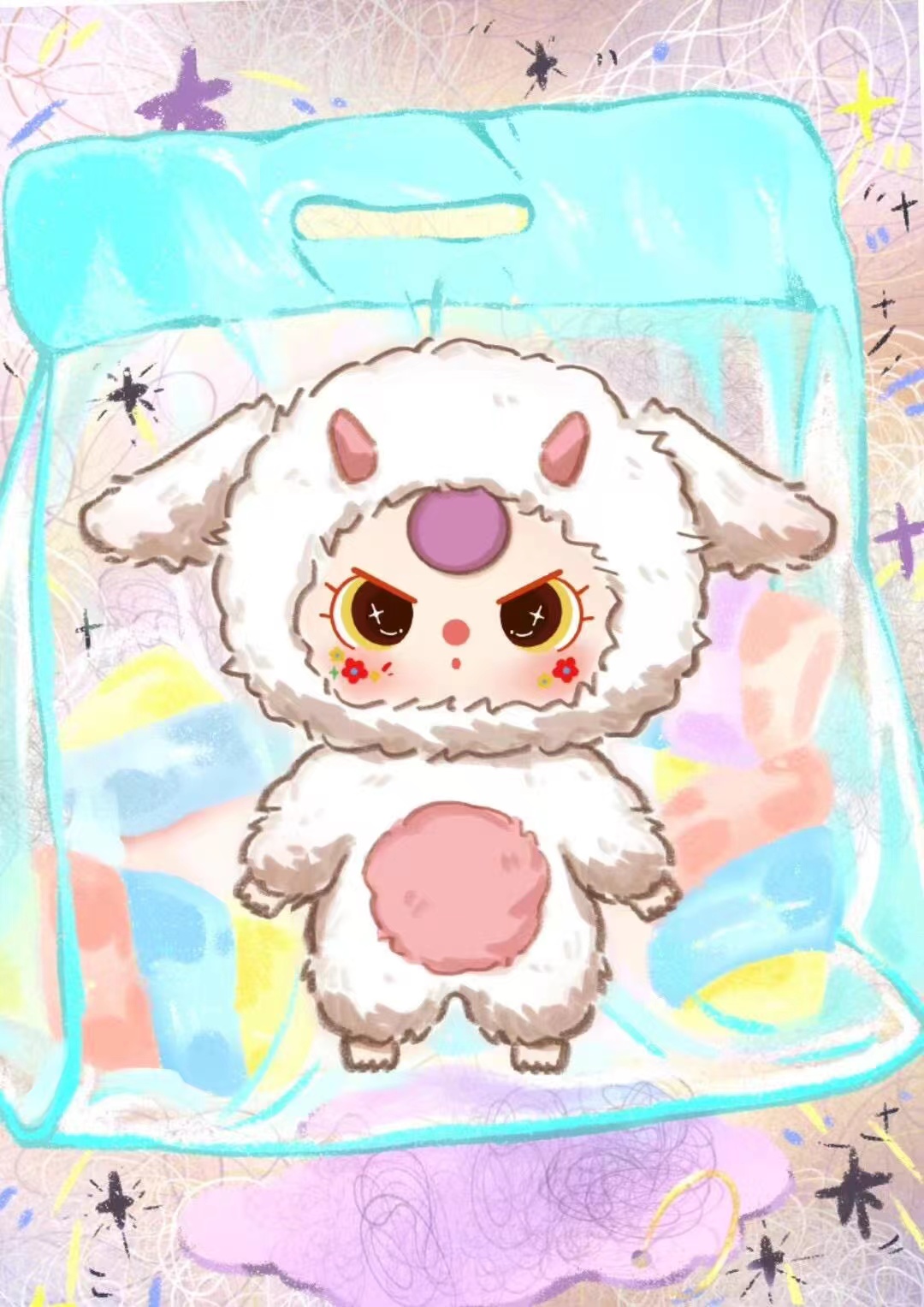 Macaron Monster Secret Bộ sưu tập búp bê hộp mù Baby Three V3（Tặng quần ...