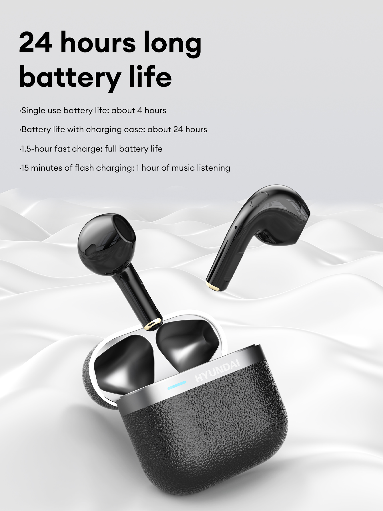 Tai nghe Bluetooth Hyundai HY-T02 Pro IPX5 Chống nước Thông minh Khử tiếng ồn Chất lượng âm ...