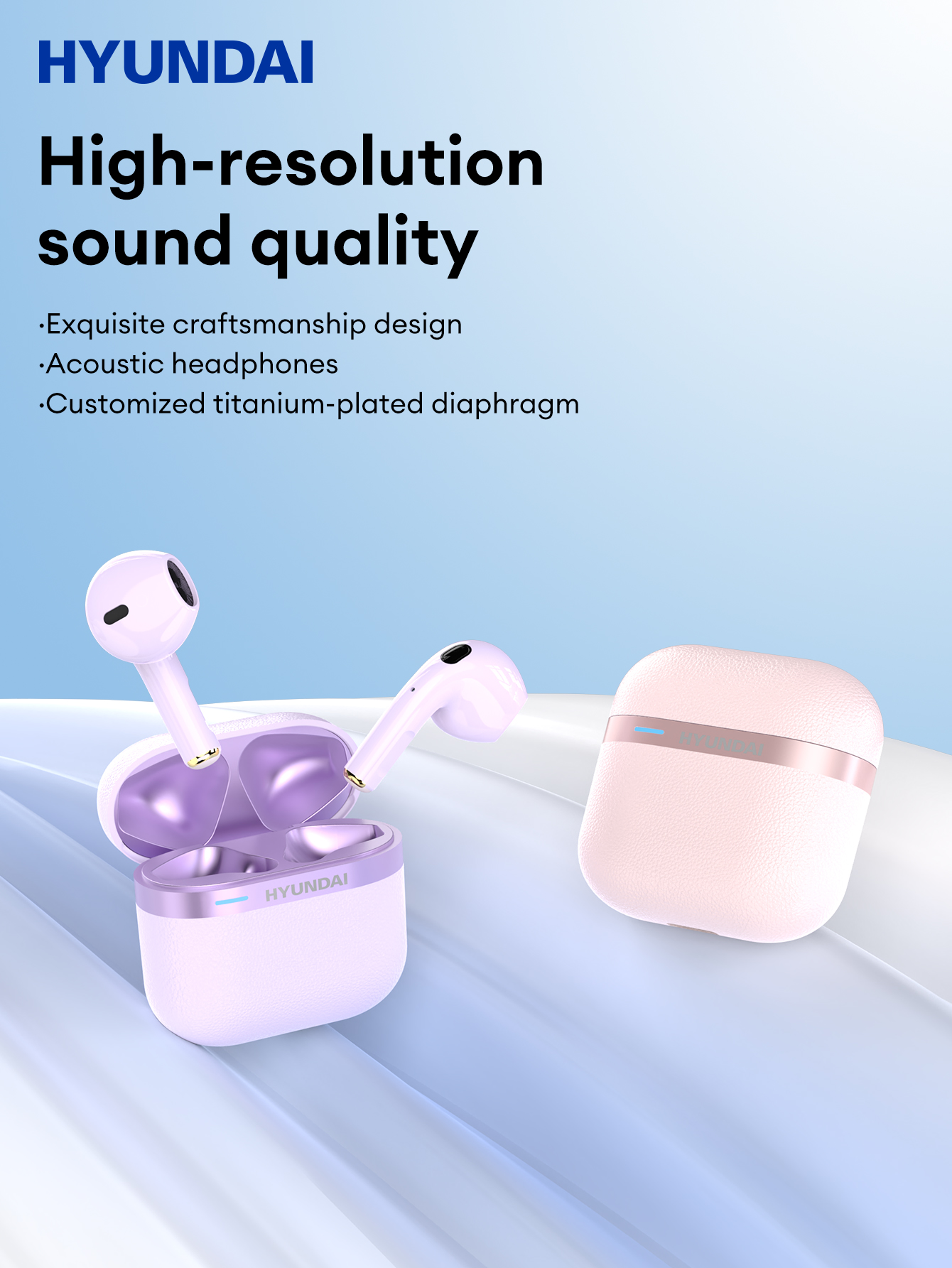 Tai nghe Bluetooth Hyundai HY-T02 Pro IPX5 Chống nước Thông minh Khử tiếng ồn Chất lượng âm ...