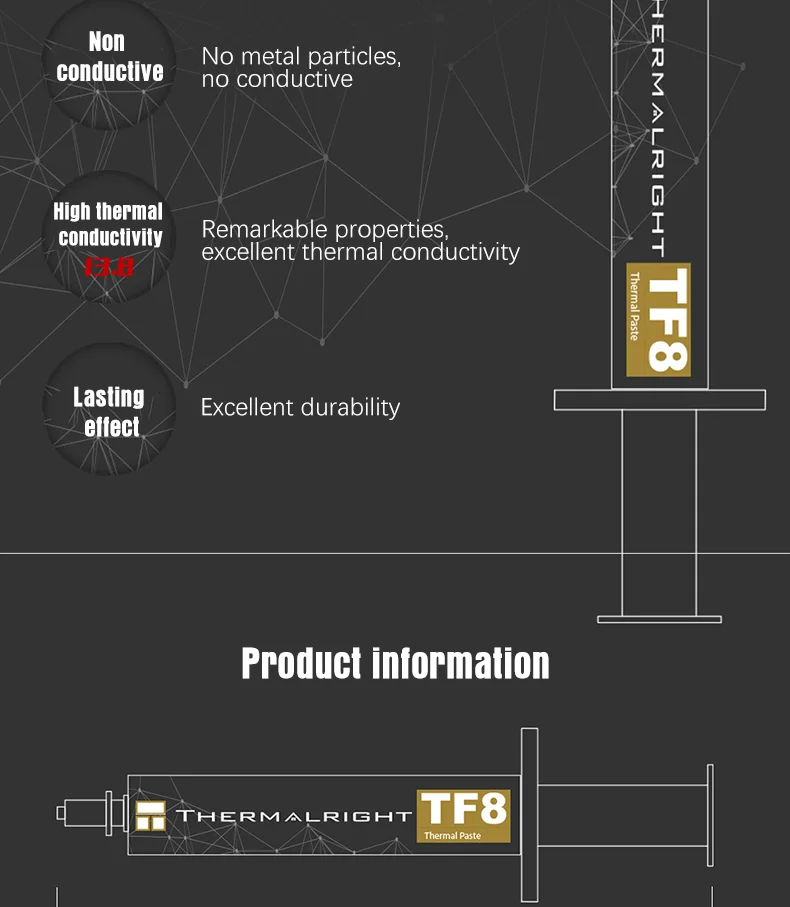 Thermalright TF8 2g / 5.8g Nhiệt Dán Độ Dẫn Nhiệt13.8W / m.k Dán Nhiệt Hiệu Suất Cao Cho CPU ...