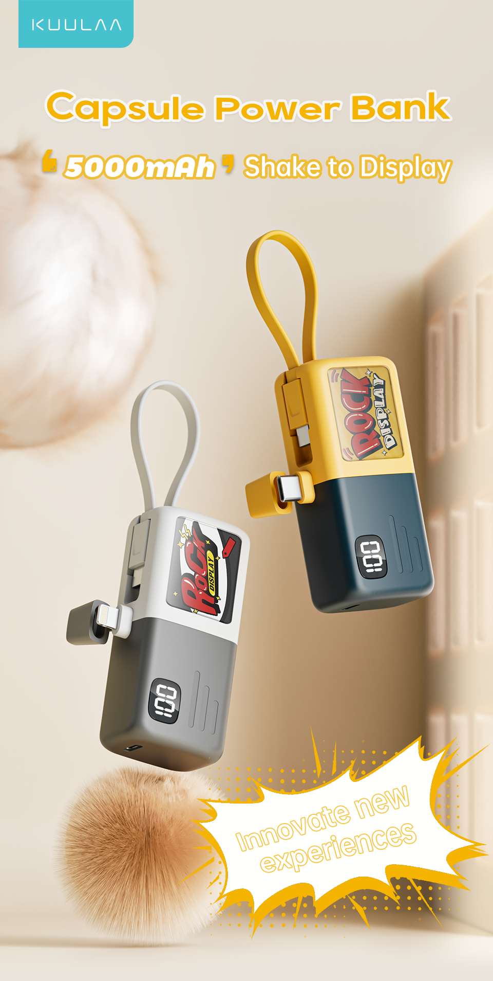 Kuulaa 5000mAh 15W chính hãng loại C gói nguồn pin dự phòng di động Bộ ...