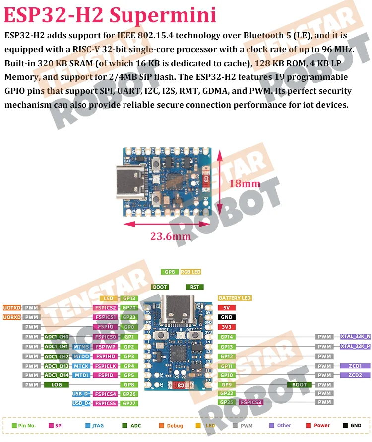 Esp32 C3 Esp32 S3 Esp32 H2 Esp32 C6 Ban Phát Triển Esp32 C3 Supermini Wifi Bluetooth Esp32c3 6333