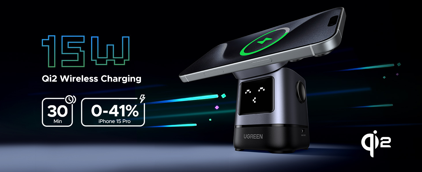 Mới được giảm giá Bộ sạc không dây Ugreen 2 trong 1 UNO 25W Max Qi2, 15W Max for iPhone 16 pro ...