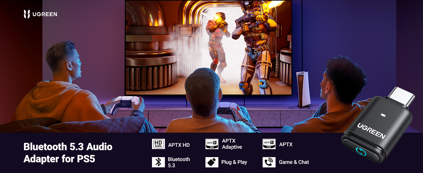 Ugreen USB C Bluetooth 5.3 Bộ phát aptX SBC aptX AD HD Dongle Adapter ...