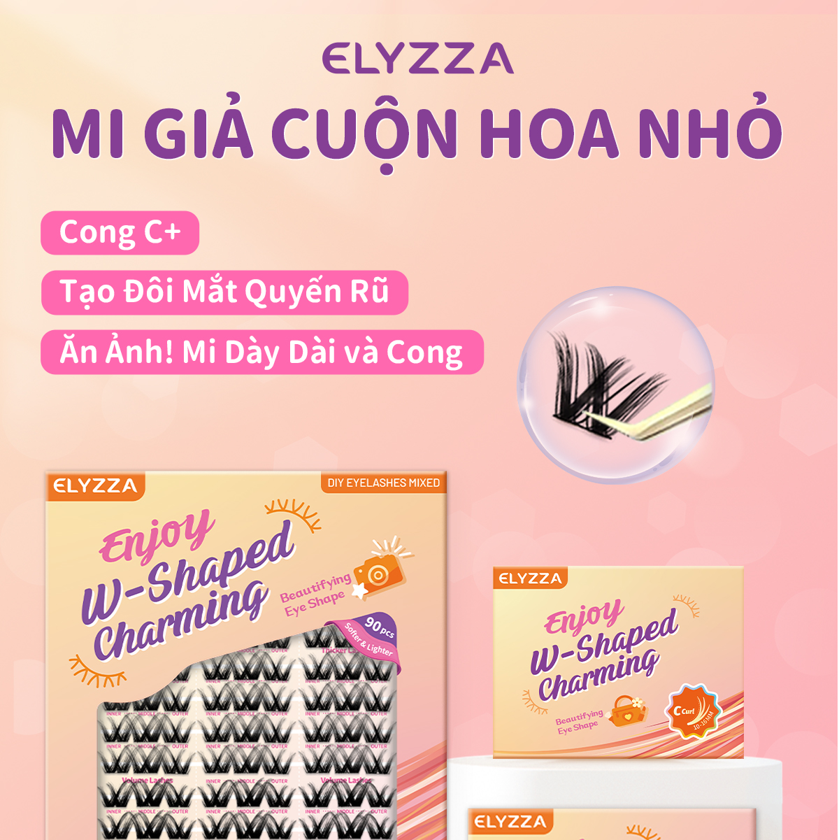 Mi Giả ELYZZA Cuộn Hoa Nhỏ 2 Trong 1 (Dài & Dày) 10-16mm, Có Thể Sử ...