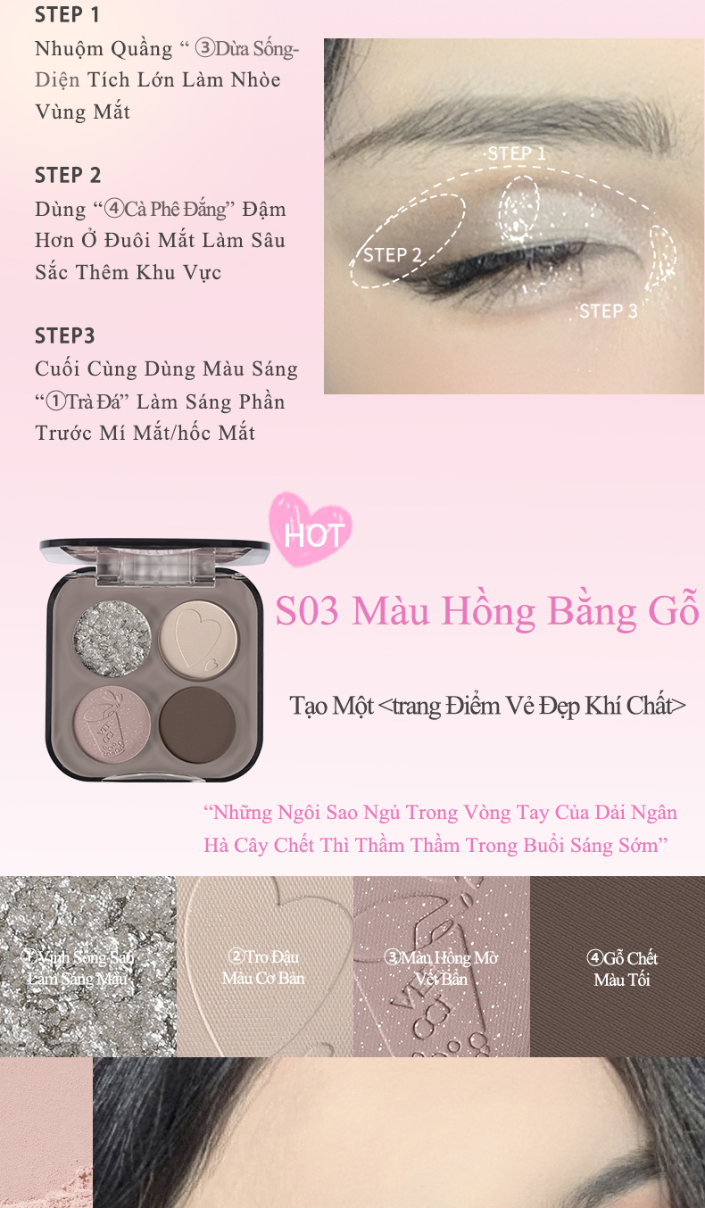 VEECCI Bảng Phấn Mắt Bốn Màu Hiệu Ứng Lì / Ánh Nhũ Bảng Màu Trang Điểm Hàng Ngày 5.2g | Shopee ...