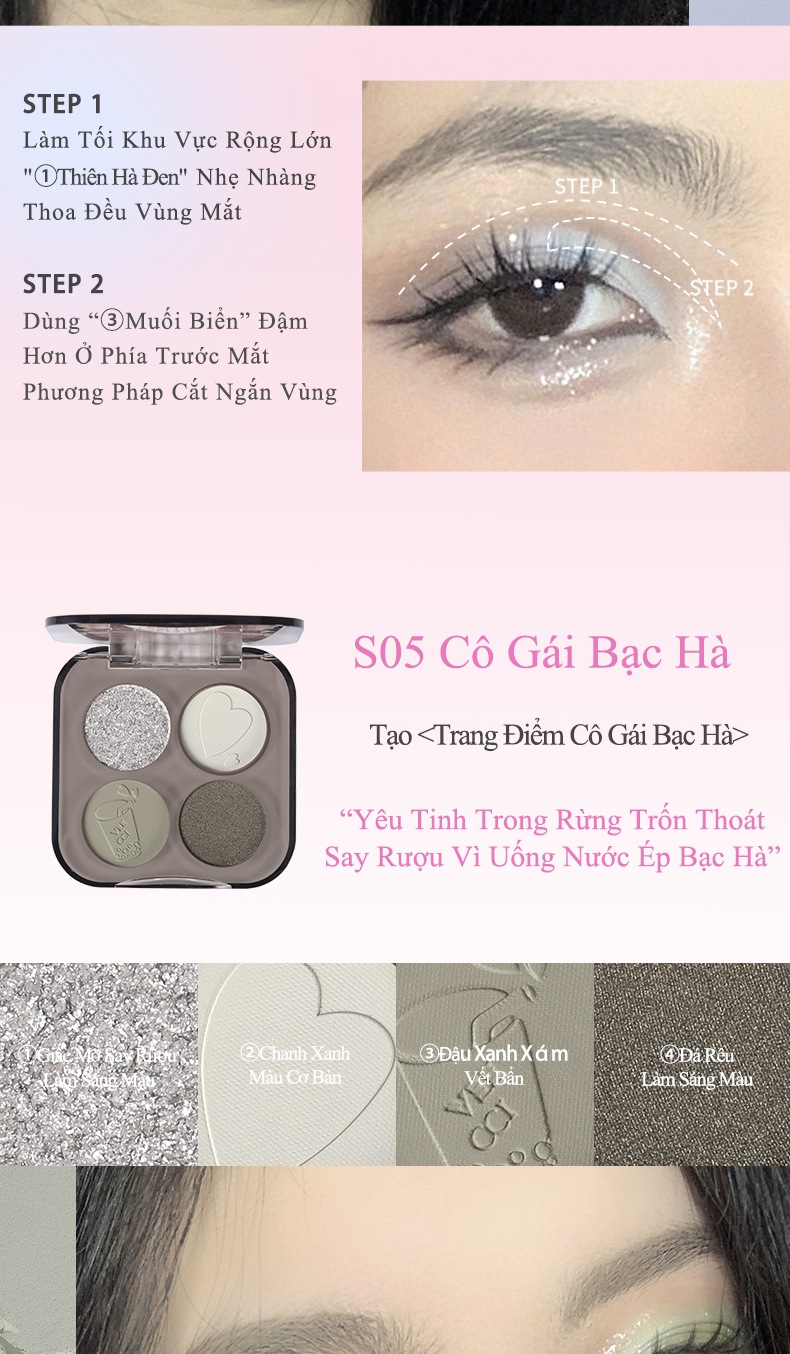VEECCI Bảng Phấn Mắt Bốn Màu Hiệu Ứng Lì / Ánh Nhũ Bảng Màu Trang Điểm Hàng Ngày 5.2g | Shopee ...