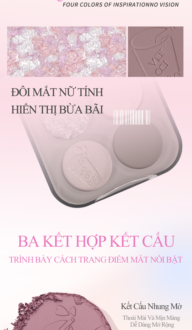 VEECCI Bảng Phấn Mắt Bốn Màu Hiệu Ứng Lì / Ánh Nhũ Bảng Màu Trang Điểm Hàng Ngày 5.2g | Shopee ...
