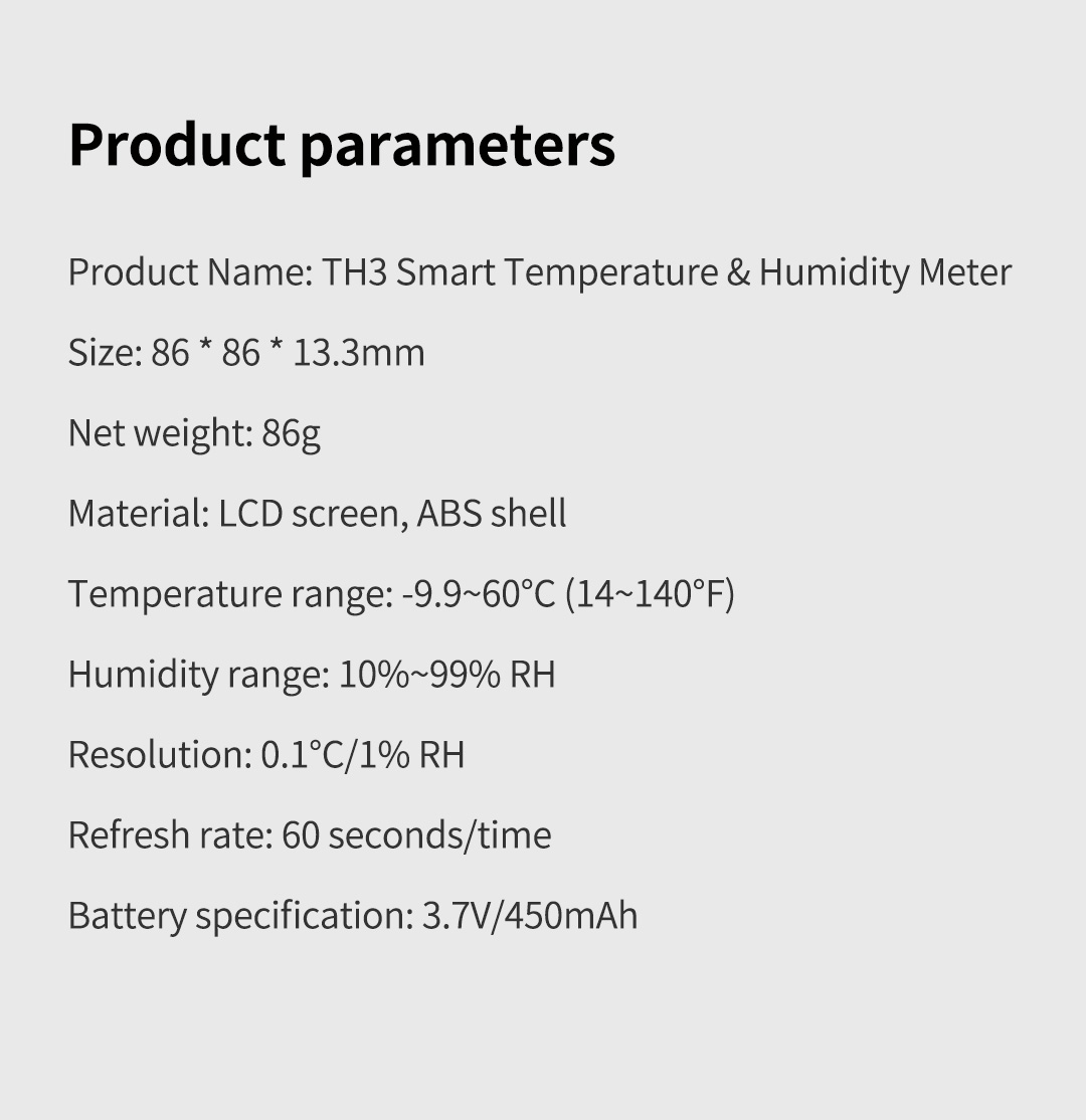 Duka TH3 Đồng hồ đo nhiệt độ và độ ẩm thông minh Type-C Sạc hoạt động với mạng WiFi Màn hình màu ...