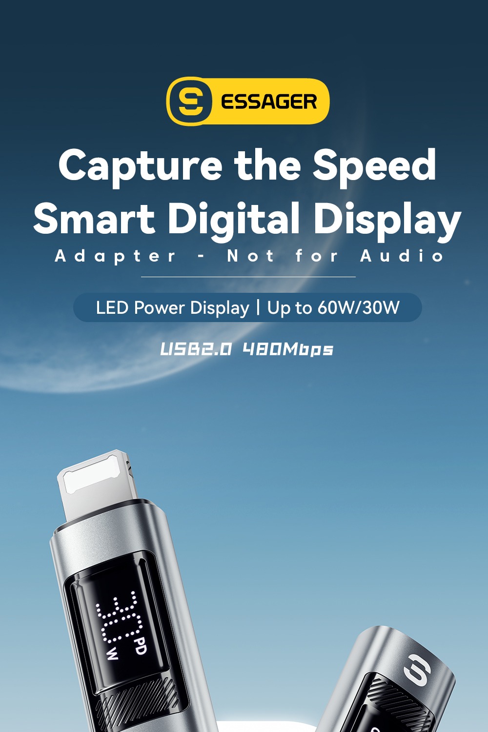 Essager L-C 60w / C-L 30w Màn hình kỹ thuật số thông minh Bộ chuyển đổi ...