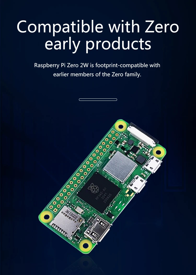 Raspberry Pi Zero 2W 1GHz Quad-core 64-bit Arm Cortex-A53 CPU 512MB SDRAM Bluetooth BLE & WiFi ...