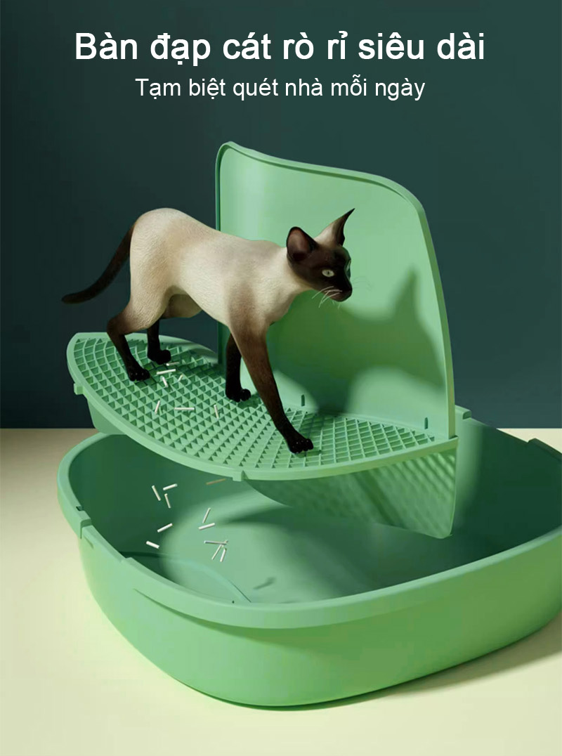 Nhà vệ sinh cho mèo cỡ cực lớn cho mèo tới 16 kg，Hộp đựng rác mèo lớn kèm theo phong cách hành ...