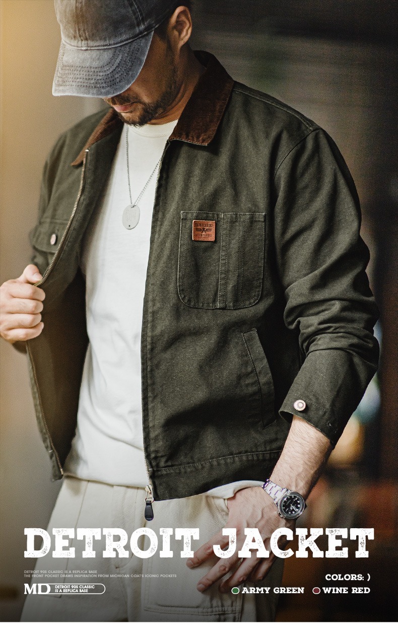 Maden Maden American Retro Vải Nặng Detroit Áo Khoác Tough Guy Ve Áo ...