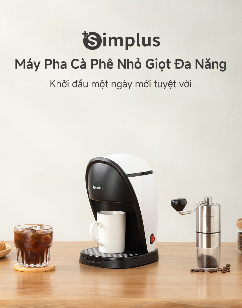 [Võ Hà Linh x Simplus] Máy Pha Cà Phê Dung Tích 250mL Hai Lỗ Thoát Nước ...