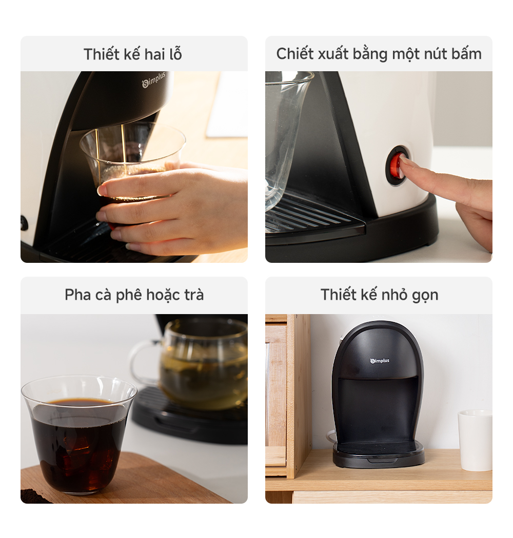 [Võ Hà Linh x Simplus] Máy Pha Cà Phê Dung Tích 250mL Hai Lỗ Thoát Nước ...