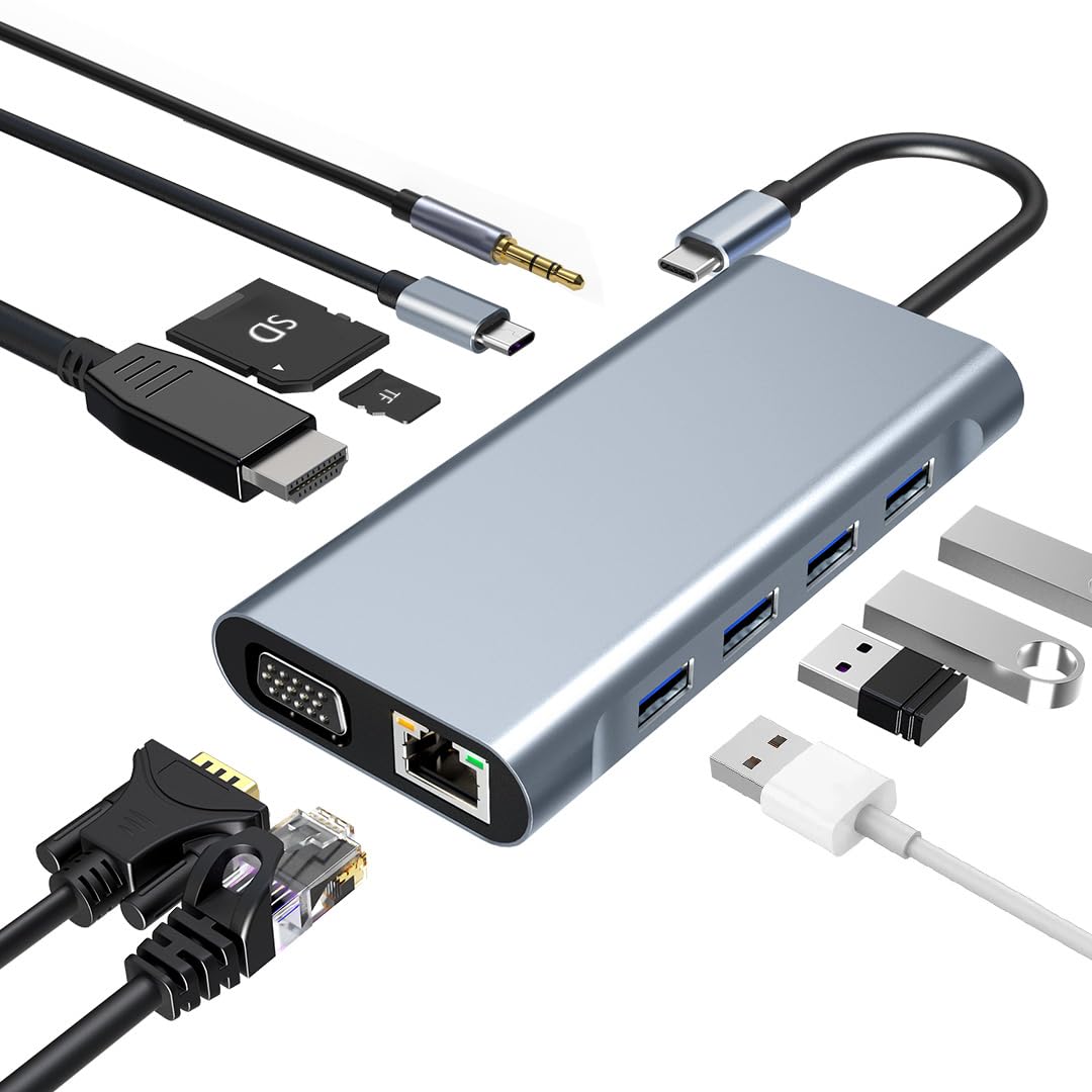 Hub USB 11 trong 1 4K 30HZ PD87W 100MB / 1000MB card mạng Type C HUB | Shopee Việt Nam